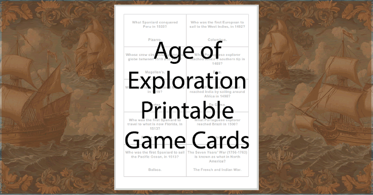 Age of Exploration Printable Flashcards | Student Handouts