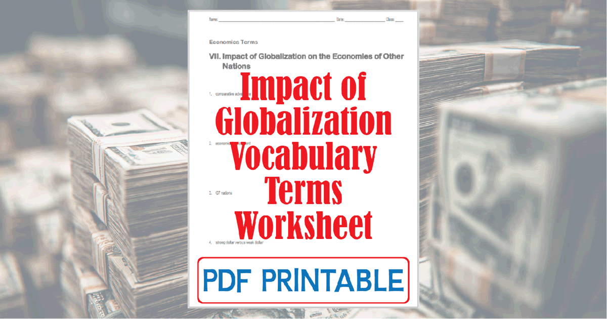 Impact of Globalization Vocabulary Terms Worksheet | Student Handouts