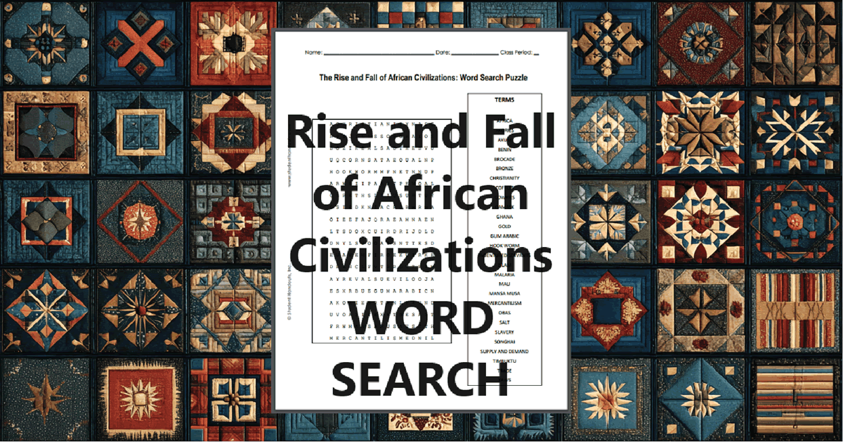 Rise and Fall of African Civilizations Word Search Puzzle | Student ...