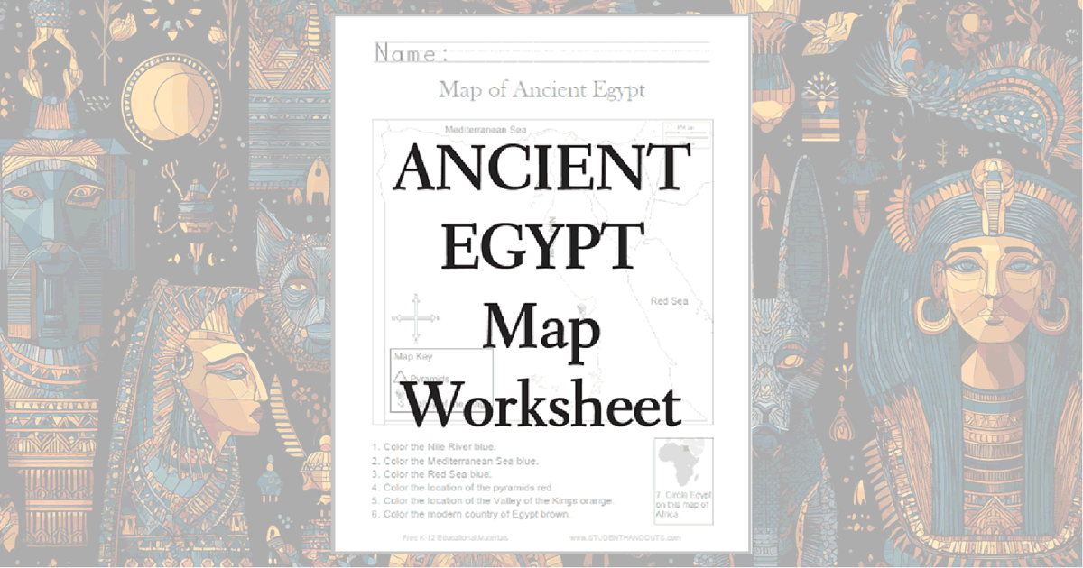 Ancient Egypt Map Worksheet | Student Handouts